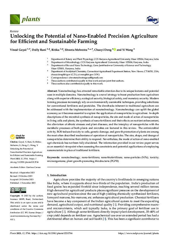 (PDF) Unlocking the Potential of Nano-Enabled Precision Agriculture for Efficient and ...
