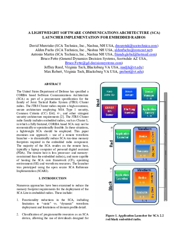 (PDF) A Lightweight Software Communications Architecture (Sca) Launcher Implementation for ...