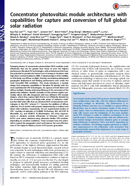 (PDF) Concentrator photovoltaic module architectures with capabilities ...