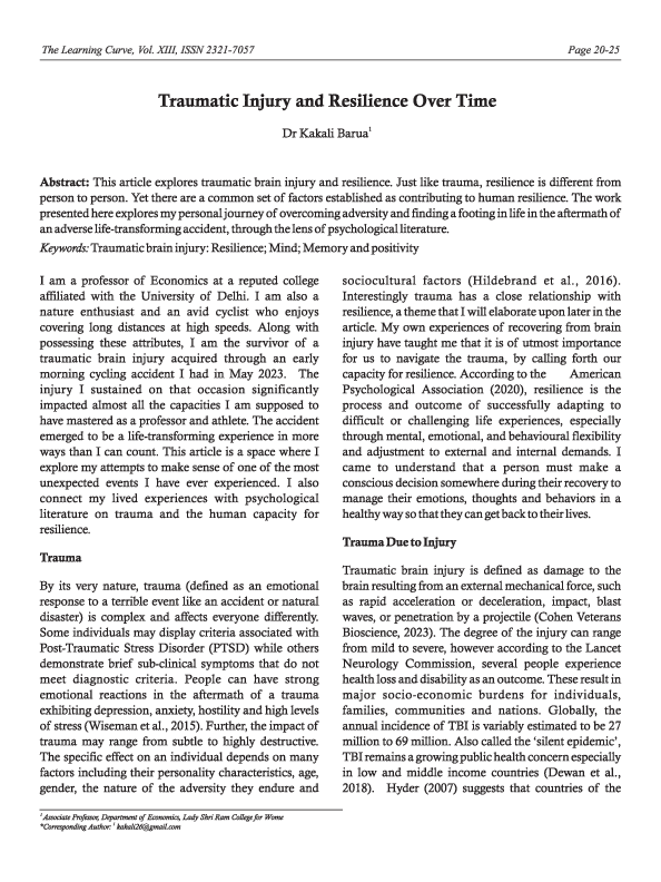 (PDF) Traumatic Injury and Resilience Over Time