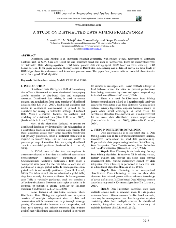 (PDF) A Study on Distributed Data Mining Frameworks