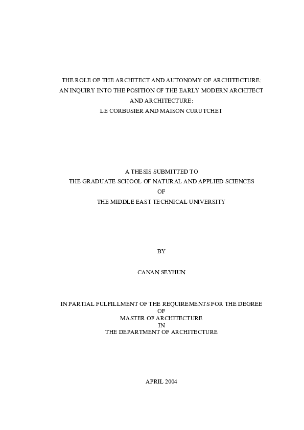 (PDF) The role of the architect and autonomy of architecture : an inquiry into the position of ...