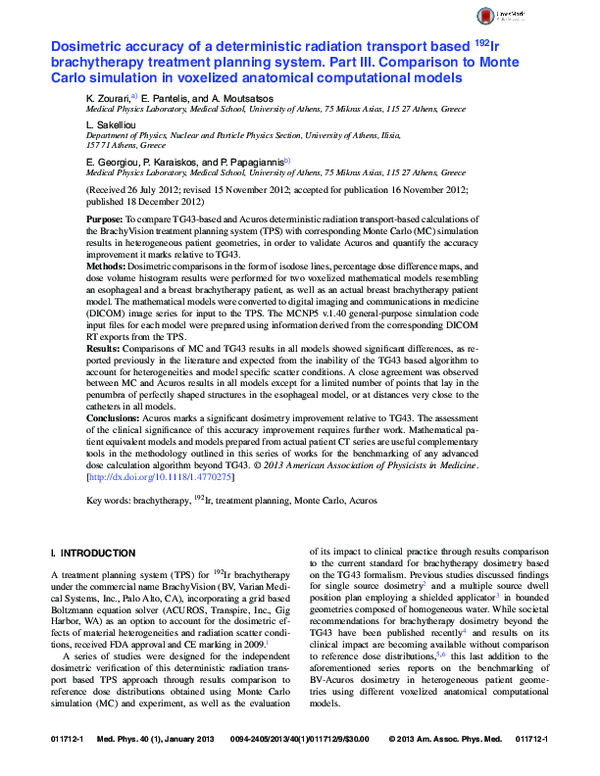 (PDF) Dosimetric accuracy of a deterministic radiation transport based ...