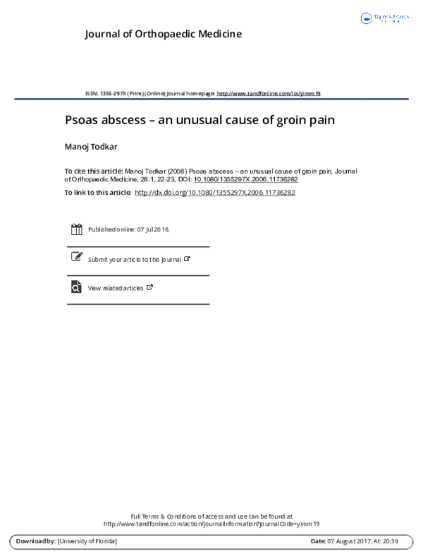 (PDF) Psoas abscess–unusual cause of groin pain