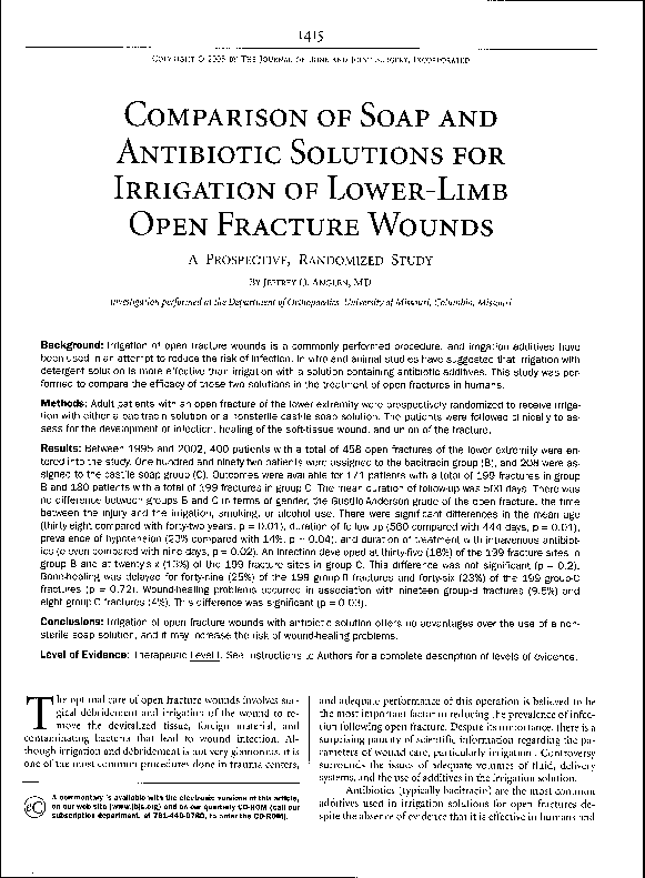 (PDF) Comparison of Soap and Antibiotic Solutions for Irrigation of ...