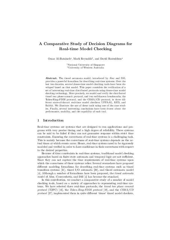 (PDF) A Comparative Study of Decision Diagrams for Real-Time Model Checking