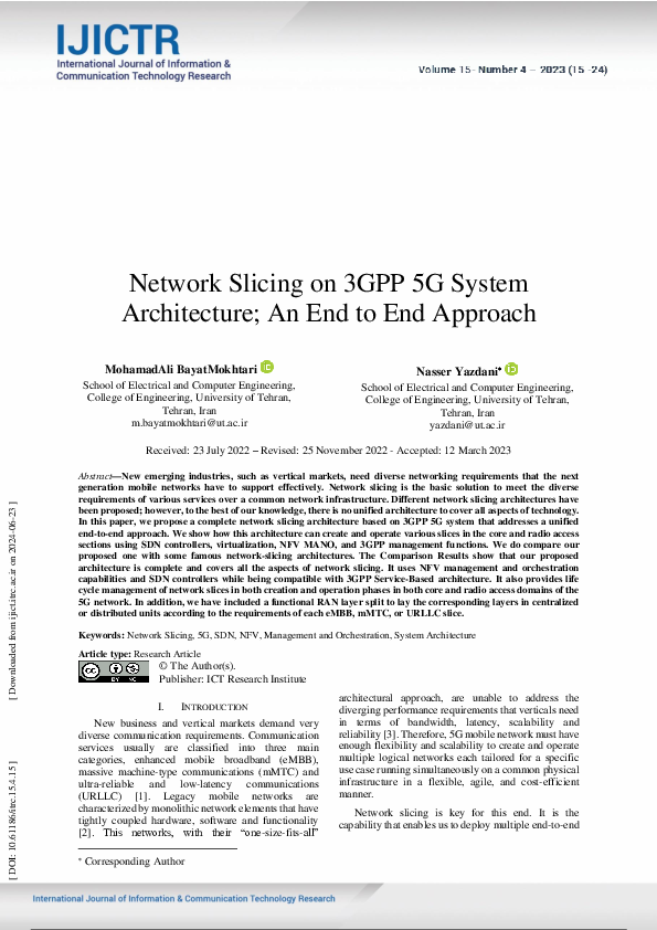 (PDF) Network Slicing on 3GPP 5G System Architecture; An End to End Approach