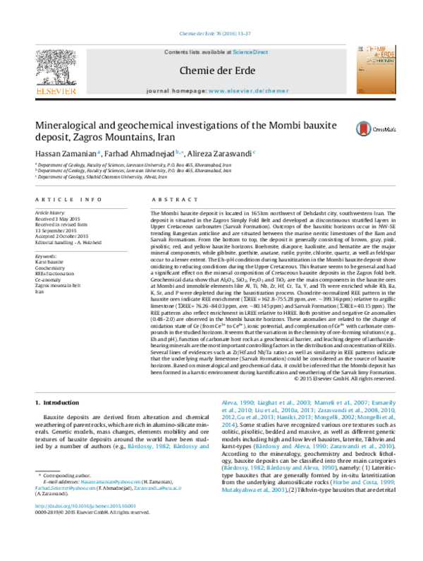 (PDF) Mineralogical and geochemical investigations of the Mombi bauxite ...