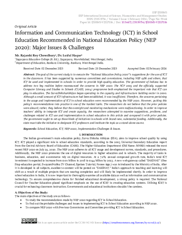 (PDF) Information and Communication Technology (ICT) in School ...