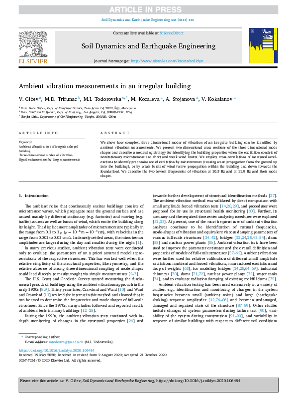 (PDF) Ambient vibration measurements in an irregular building