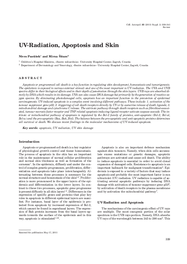 (PDF) UV-radiation, apoptosis and skin