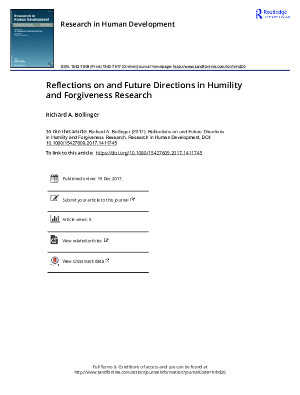 (PDF) Reflections on and Future Directions in Humility and Forgiveness ...