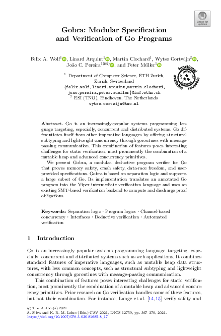(PDF) Gobra: Modular Specification and Verification of Go Programs