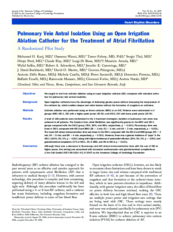 (PDF) Pulmonary Vein Antral Isolation Using an Open Irrigation Ablation Catheter for the ...