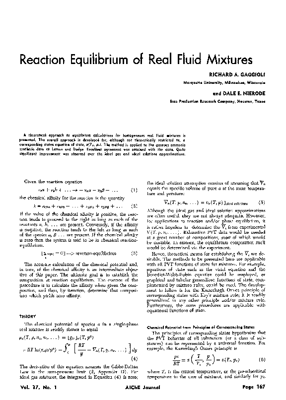 (PDF) Reaction equilibrium of real fluid mixtures