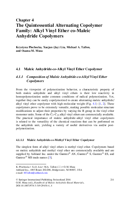 (PDF) The Quintessential Alternating Copolymer Family: Alkyl Vinyl ...
