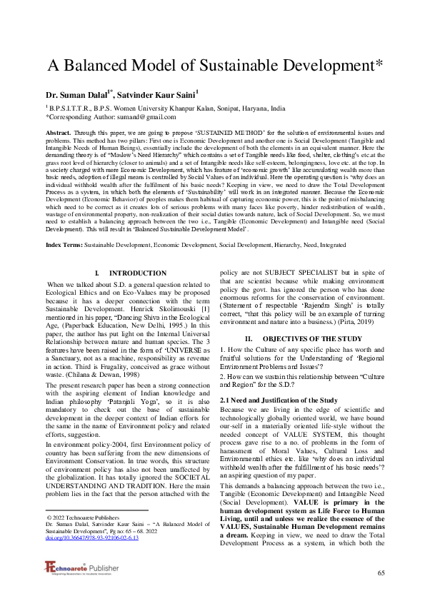 (PDF) A Balanced Model of Sustainable Development