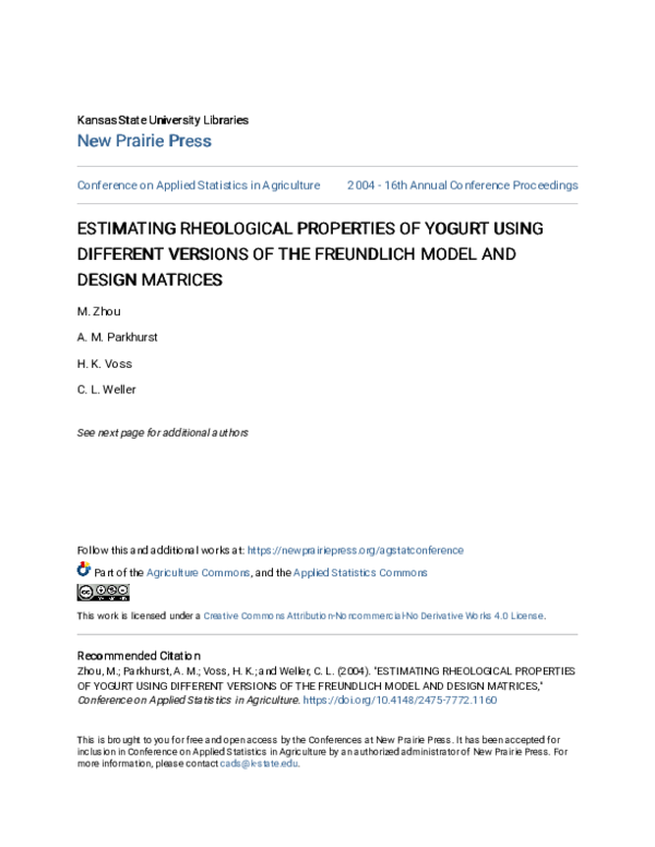 (PDF) Estimating Rheological Properties of Yogurt Using Different ...