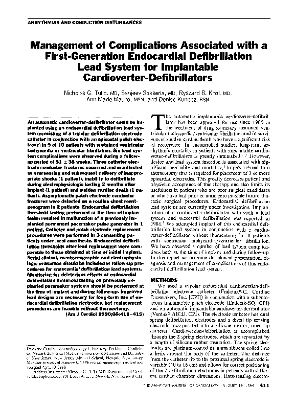 (PDF) Management of complications associated with a first-generation ...