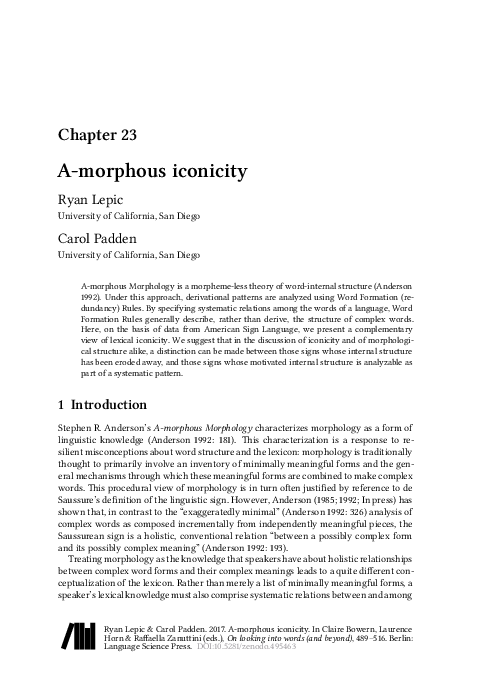 (PDF) A-Morphous Iconicity