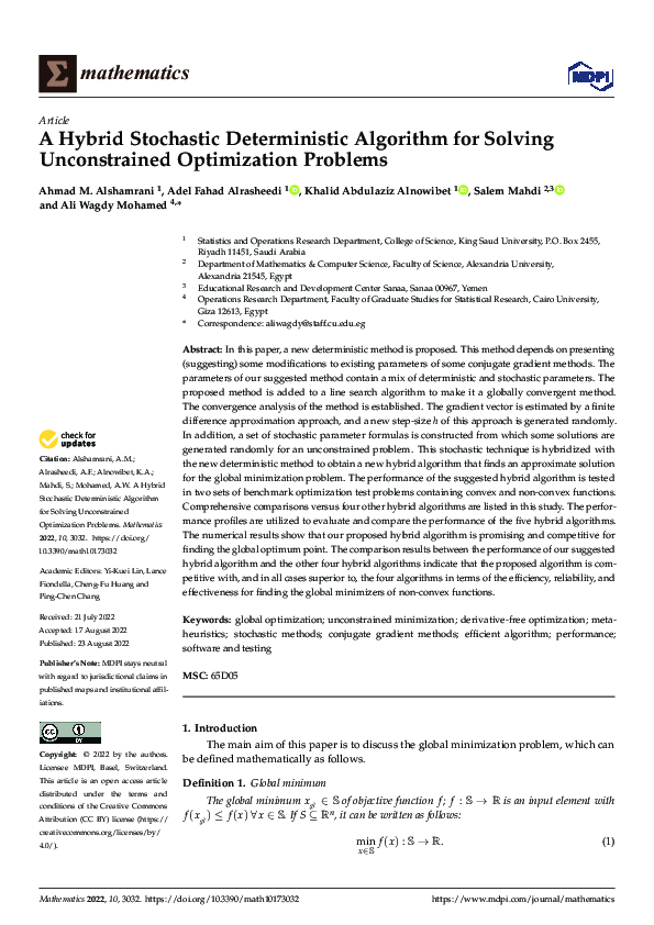 (PDF) A Hybrid Stochastic Deterministic Algorithm for Solving Unconstrained Optimization Problems