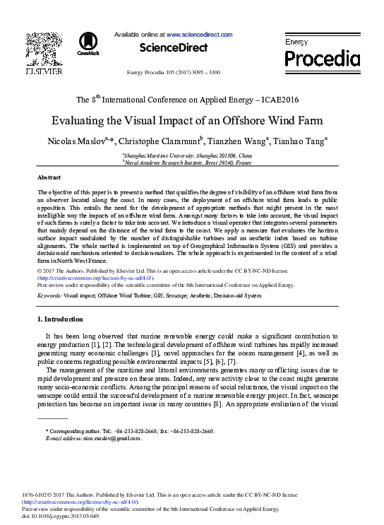 (PDF) Evaluating the Visual Impact of an Offshore Wind Farm