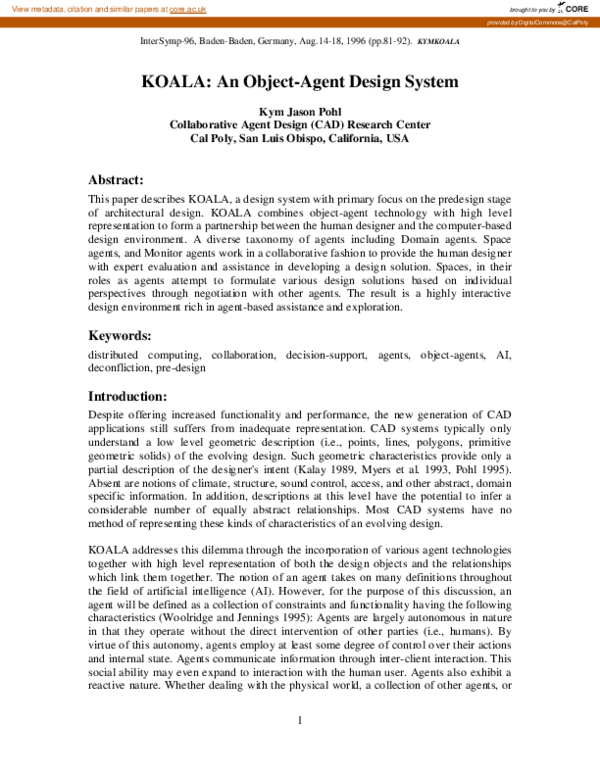 (PDF) KOALA: An Object-Agent Design System