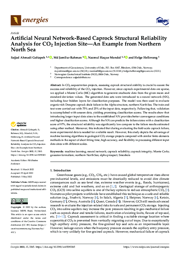 (PDF) Artificial Neural Network-Based Caprock Structural Reliability Analysis for CO2 Injection ...