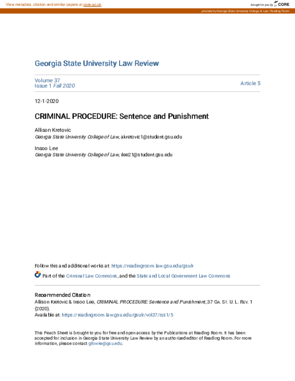 (PDF) CRIMINAL PROCEDURE Sentence and Punishment