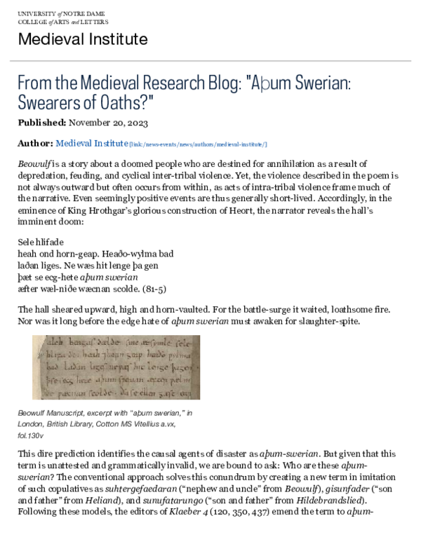 (PDF) From the Medieval Research Blog: "Aþum Swerian: From the Medieval ...