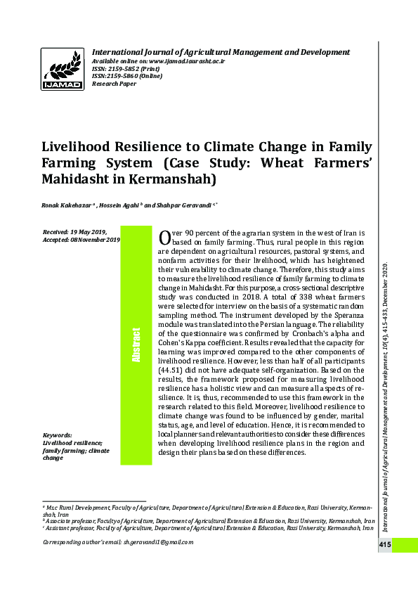 (PDF) Livelihood Resilience to Climate Change in Family Farming System ...