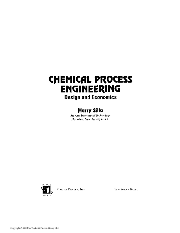 (PDF) CHEMICAL PROCESS ENGINEERING Design and Economics