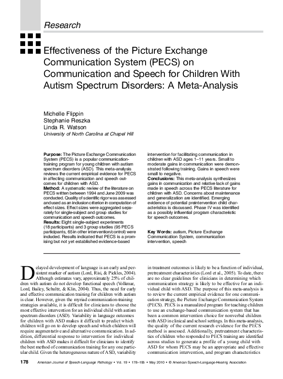 (PDF) Effectiveness of the Picture Exchange Communication System (PECS ...