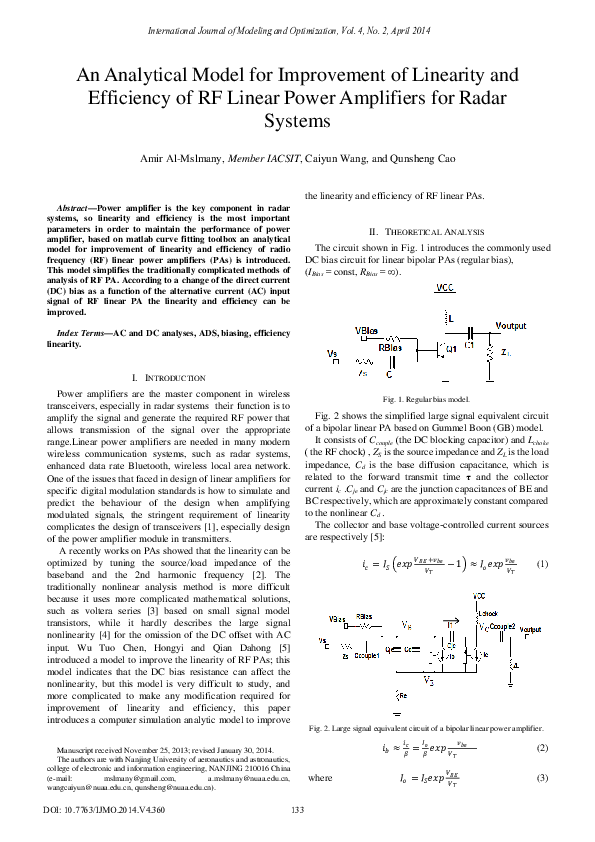 (PDF) An Analytical Model for Improvement of Linearity and Efficiency of RF Linear Power ...