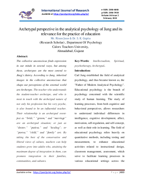 (PDF) Archetypal perspective in the analytical psychology of Jung and ...
