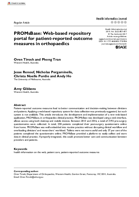 (PDF) PROMsBase: Web-based repository portal for patient-reported ...