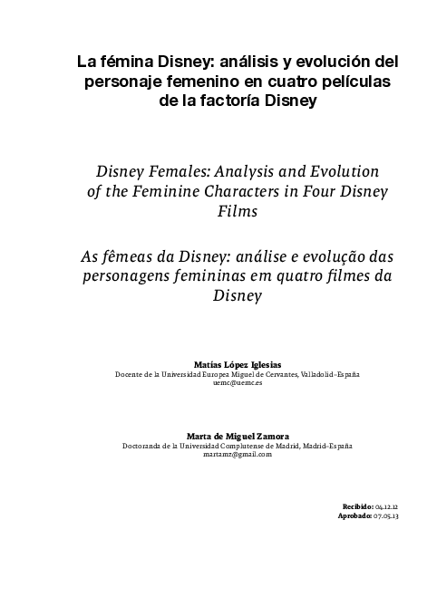(PDF) Disney Females: Analysis and Evolution of the Feminine Characters ...