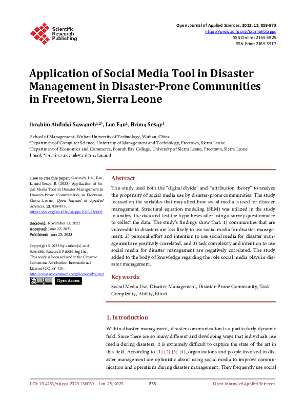 (PDF) Application of Social Media Tool in Disaster Management in ...