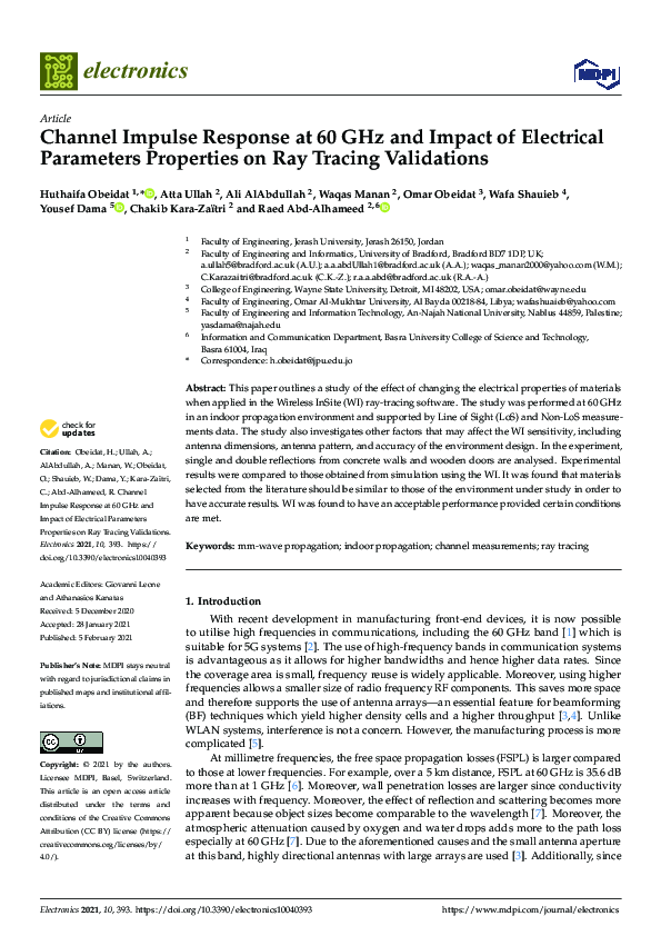 (PDF) Channel Impulse Response at 60 GHz and Impact of Electrical ...