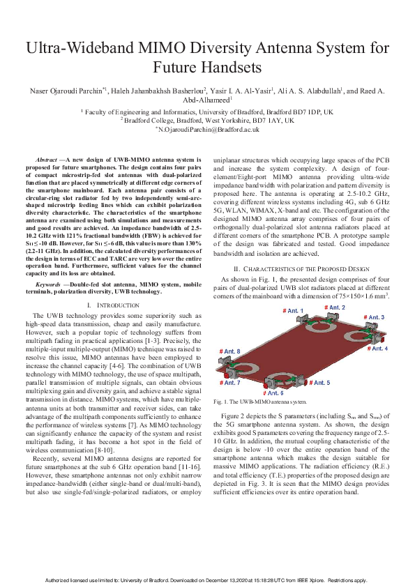 (PDF) Ultra-Wideband MIMO Diversity Antenna System for Future Handsets