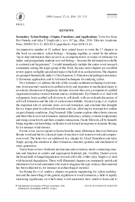 (PDF) Secondary Xylem Biology: Origins, Functions, and Applications