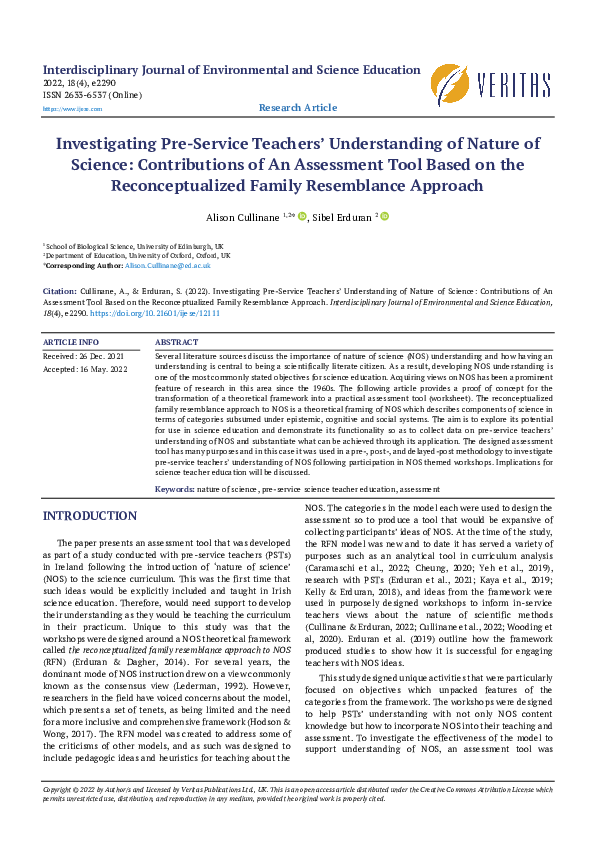 (PDF) Investigating Pre-Service Teachers’ Understanding of Nature of ...