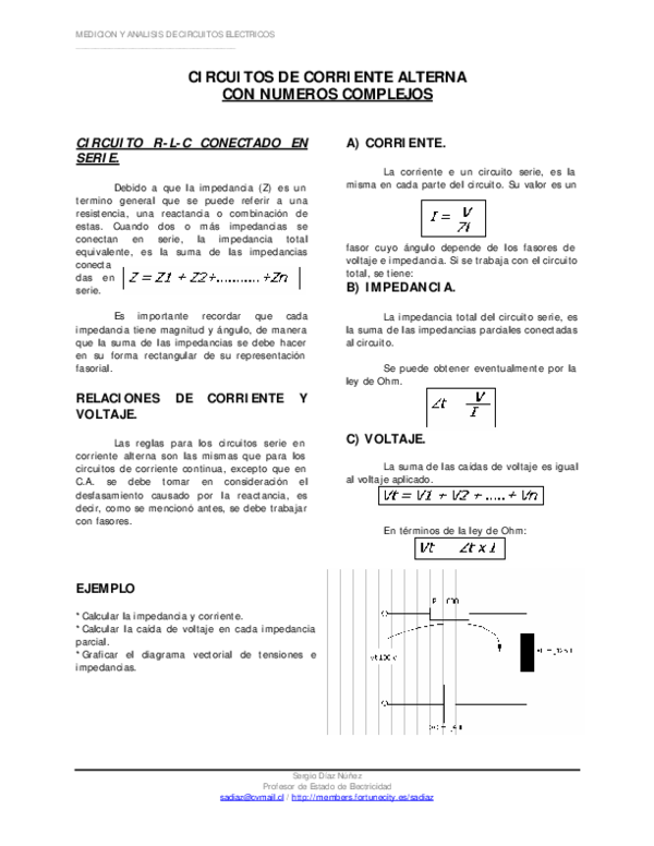 (PDF) Ejercicios: CIRCUITOS DE CORRIENTE ALTERNA CON NUMEROS COMPLEJOS