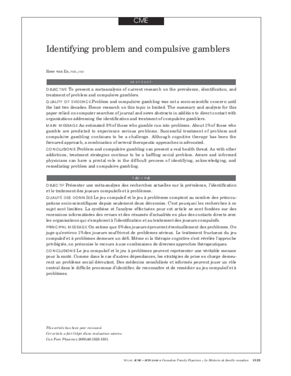 (PDF) Identifying problem and compulsive gamblers