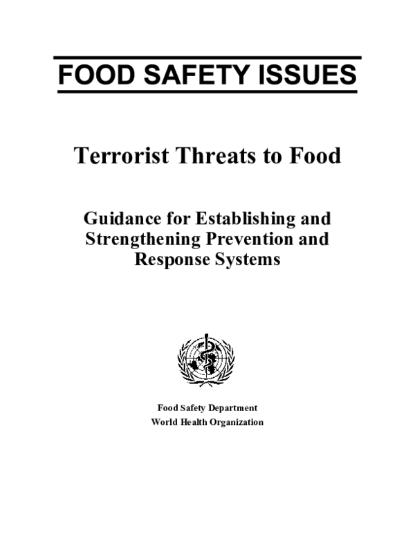 (PDF) Terrorist Threats to Food —Guidelines for Establishing and ...