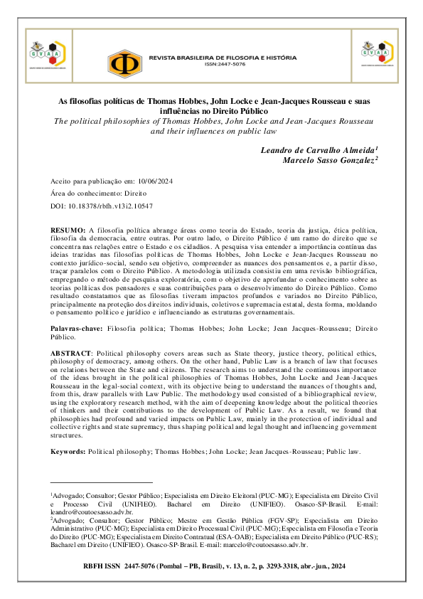 (PDF) As filosofias políticas de Thomas Hobbes, John Locke e Jean ...