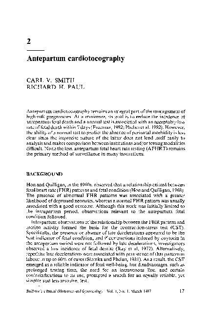 (PDF) 2 Antepartum cardiotocography | Carl Smith - Academia.edu