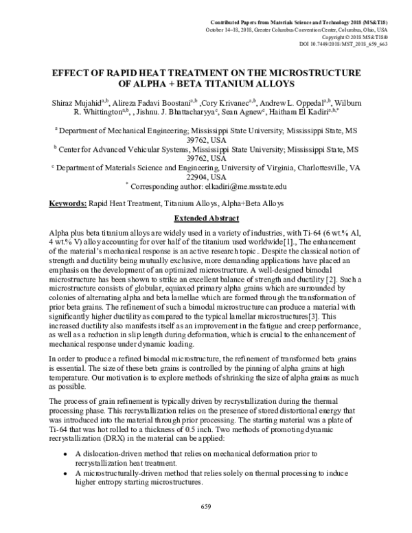 (PDF) Effect of Rapid Heat Treatment on the Microstructure of Alpha ...