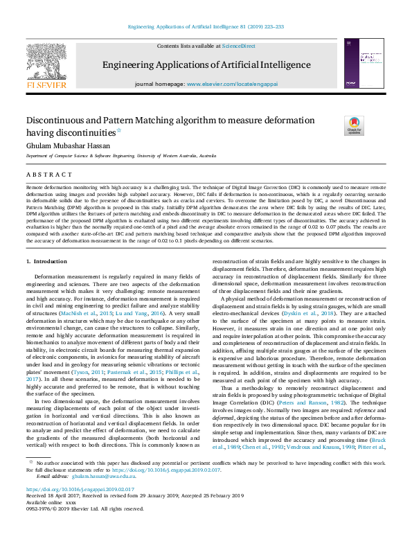 (PDF) Discontinuous and Pattern Matching algorithm to measure ...