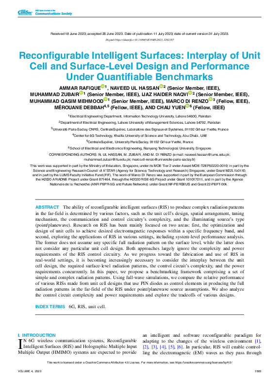(PDF) Reconfigurable Intelligent Surfaces: Interplay of Unit Cell and ...